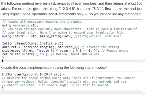 Solved The Following Method Reverses A List Removes All Chegg
