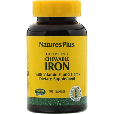 Natures Plus Chewable Iron Cherry Flavor 90 Tablets Byclue