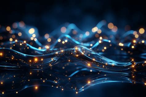 abstract blue background with interweaving colored dots and lines