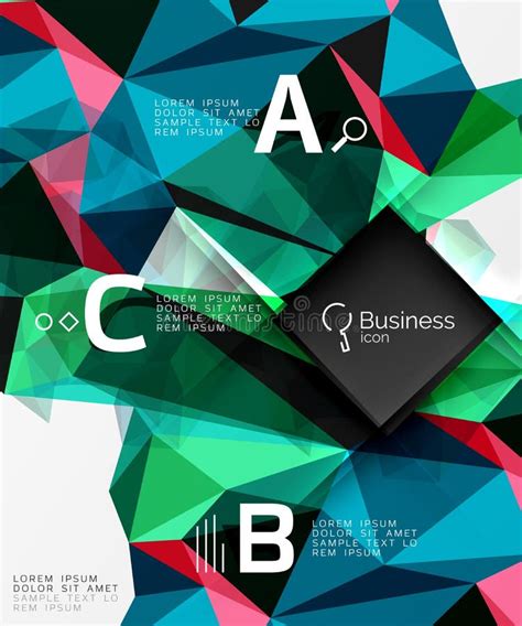 Polygonal Triangle Abstract Background With Infographics Stock Vector Illustration Of Glowing