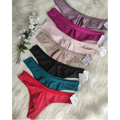 KIT 3 Calcinhas Fio Dental Duplo Lingerie Shopee Brasil