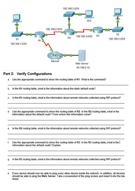 solved i want screenshot for question h from packet tracer