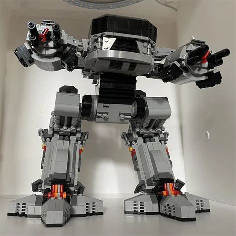 레고 호환 블록 Moc 로보콥스 Ed 209 로봇 메카 빌딩 세트 기계식 전쟁 경찰 피규어 티몬