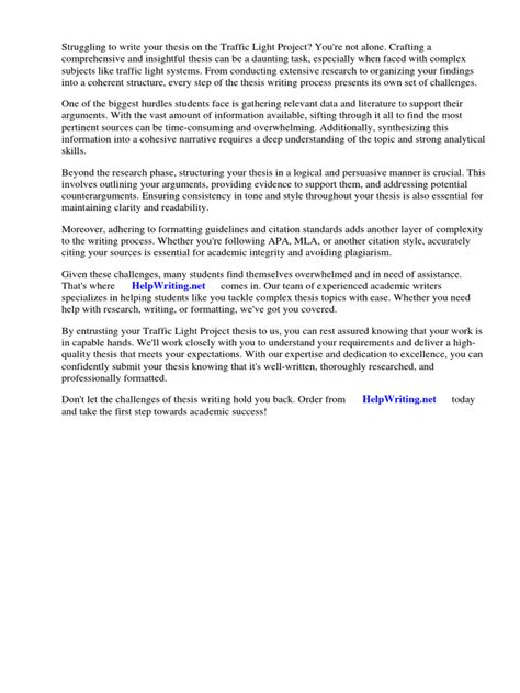 Traffic Light Project Thesis Pdf Learning Educational Assessment