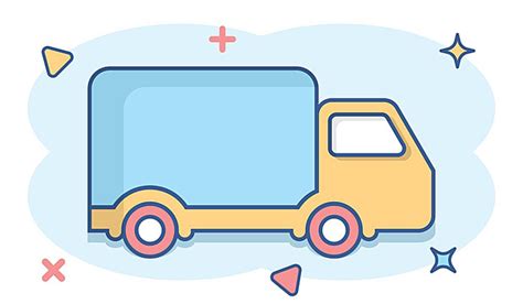 白色背景上的漫畫風格送貨卡車圖標運送快遞包裹 向量 航運 表示 包裹向量圖案素材免費下載，png，eps和ai素材下載 Pngtree