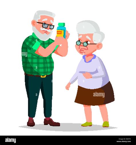 Elderly Couple Vector Grandfather And Grandmother Situations Old