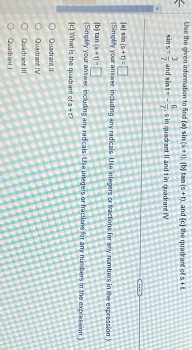 Solved Use The Given Information To Find