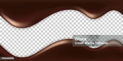 녹은 초콜릿 드립 파도 밀크 초콜릿 크리미한 질감 액체 시럽 유출 투명한 배경에서 분리된 물결 모양이 소용돌이치는 경우 벡터 일러스트레이션 초콜릿에 대한 스톡 벡터 아트 및
