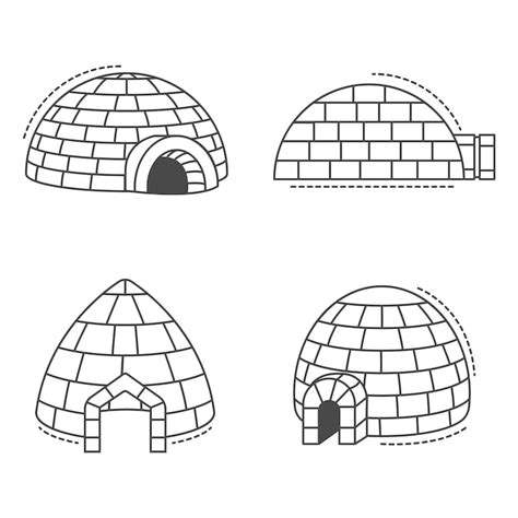 Premium Vector Igloo Eskimo Icon Set Outline Set Of Igloo Eskimo Vector Icons
