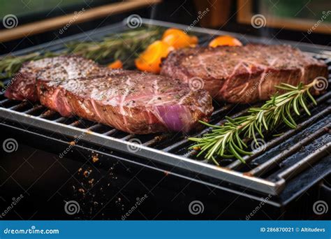 Perfect Grill Marks On Steaks On A Smart Grill Stock Image Image Of