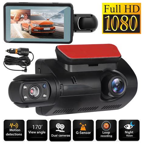 Video Car And Vehicle Electronics Dash Cam Front And Rear Camera Fhd 1080p With Night Vision And