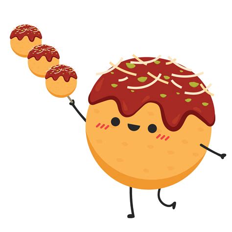 Takoyaki Character Design Takoyaki Vector Takoyaki On White