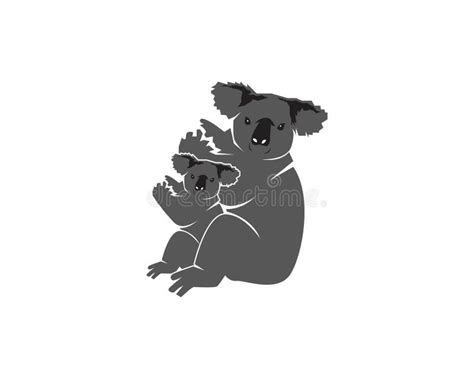 Koala Cartoon Silhouette Logo Vector Illustration Stock Vector