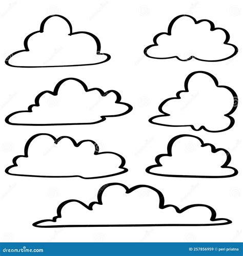 Doodle Sketch Style Of Hand Drawn Clouds Cartoon Vector Illustration For Concept Design Stock