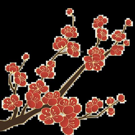 国潮 梅花 复古 装饰 花瓣网