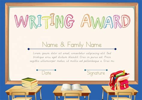 Free Vector Writing Award With Classroom Background