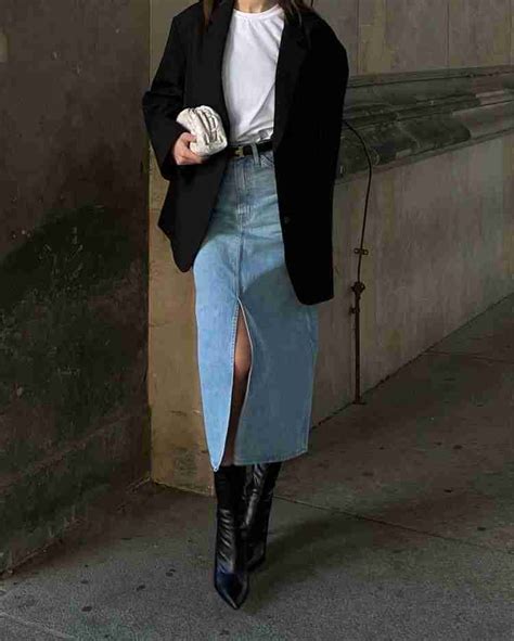 Long Denim Skirt Outfit Ideas The Gray Details