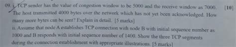 Solved 09 1 Tcp Sender Has The Value Of Congestion Window