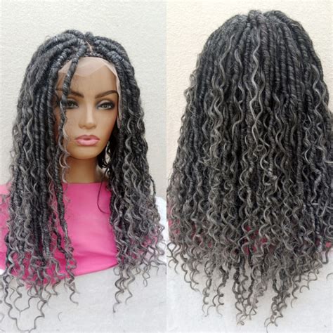 16 Inches Salt And Pepper Boho Locs On Frontal Wig By Deejaworld Wig