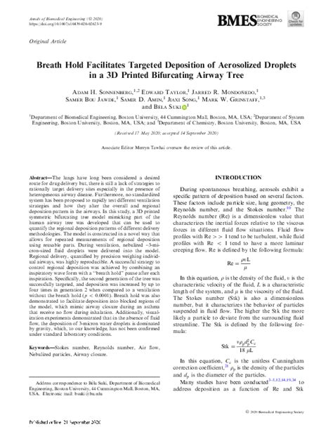 Pdf Breath Hold Facilitates Targeted Deposition Of Aerosolized Droplets In A 3d Printed