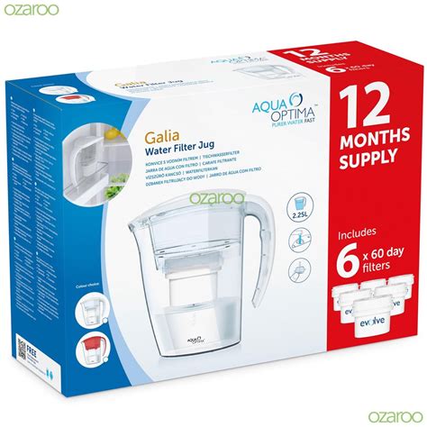 Aqua Optima White Fridge Water Filter Jug 6 Refill Cartridges Fits