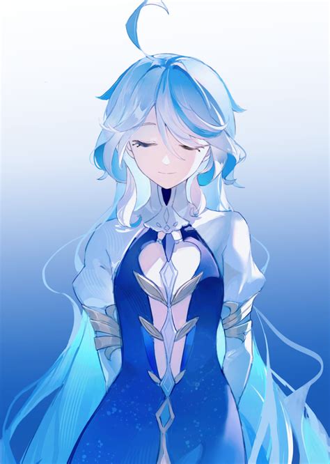 Safebooru 1girl Absurdres Blue Background Blue Dress Blue Hair Closed