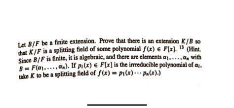 Solved Let B F Be A Finite Extension Prove That There Is Chegg