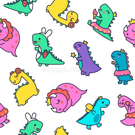 Kawaii Dino Pattern Stock Illustrations 185 Kawaii Dino Pattern Stock