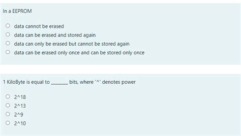 Solved In A EEPROM Data Cannot Be Erased Odata Can Be Erased Chegg Com