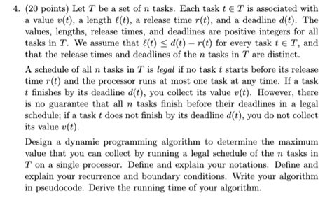 Solved 20 ﻿points ﻿let T ﻿be A Set Of N ﻿tasks Each Task