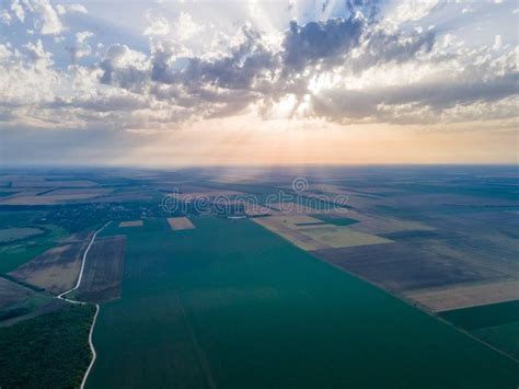 Aerial View Of Sunlight Passing Thru The Clouds Stock Image Image Of
