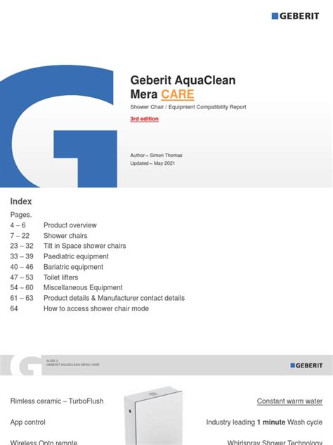 Geberit Aquaclean Mera Care Compatibility Report May 2021 Pdf Chair Toilet