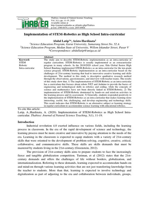 Implementation Of Stem Robotics As High Pdf Science Technology Engineering And