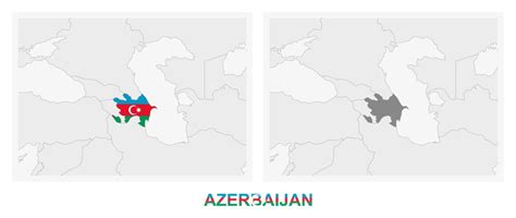 dos versiones del mapa de azerbaiyán con la bandera de azerbaiyán y resaltada en gris oscuro