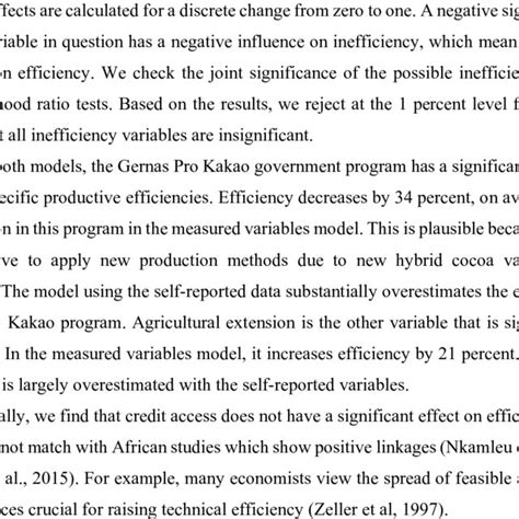 Presents The Results Of The Inefficiency Model Estimations Both The