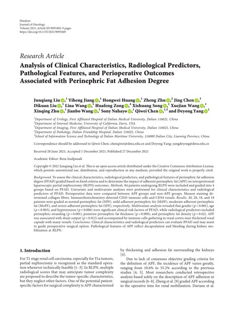 Pdf Analysis Of Clinical Characteristics Radiological Predictors