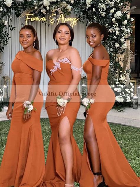 Vestidos Largos Y Elegantes De Dama De Honor Naranja Quemado Vestido De