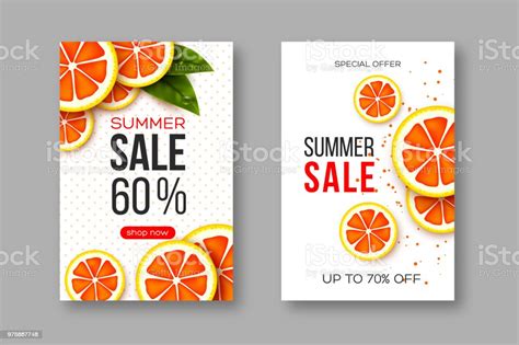 여름 판매 썬된 자 몽 조각으로 배너 나뭇잎과 점선 패턴 흰색 배경계절 할인 벡터 일러스트 레이 션에 대 한 템플릿 여름에 대한 스톡 벡터 아트 및 기타 이미지 Istock