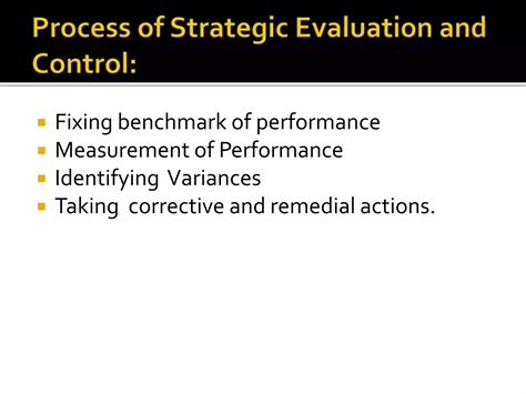 Strategic Evaluation And Control Ppt