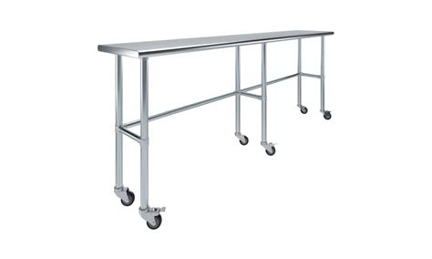 18 X 96 Stainless Steel Work Table With Open Base Casters