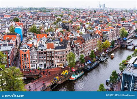 Amsterdam Aerial View Beautiful View Of Amsterdam With Typical Dutch