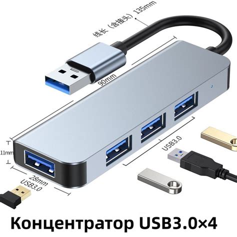Характеристики Usb концентратор с несколькими портами Usb Type C