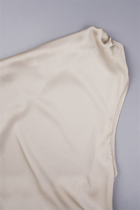 Wholesale Champagne Sexy Solid Backless Slit Oblique Collar Long Dress
