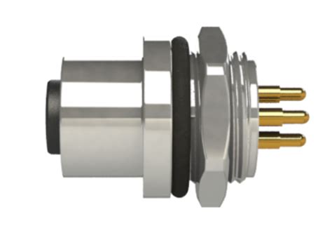 Waterproof Ip66 To 68 M12 T Code 3 Pins Female Panel Mounting Connector