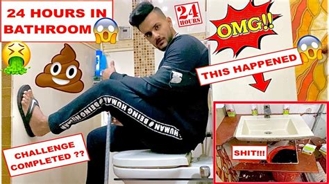 Living 24 Hours In My Bathroom😱 Overnight Challenge Youtube