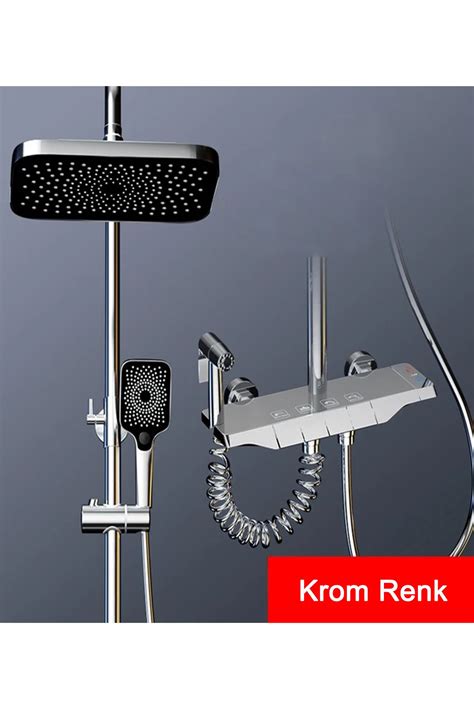 Syronea AquaShower Krom Piyano Banyo Batarya Robot Tepe Yağmurlama Duş