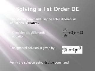 Differential Equation Laplace Transformation With Matlab PPT