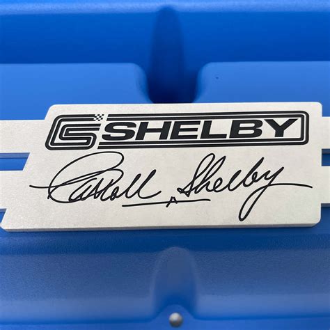 Ford 289351w Tall Cs Shelby Logo Valve Covers Billet Top Blue
