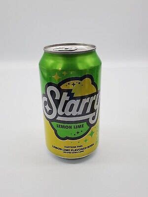 New 2023 Starry Soda Pop Lemon Lime Caffeine Free 12 Oz Soda Can