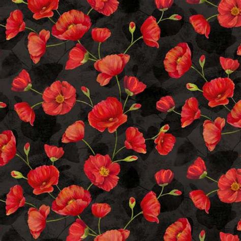 Wilmington Prints Red Poppy Celebration Trailing Poppies 100 Cotton